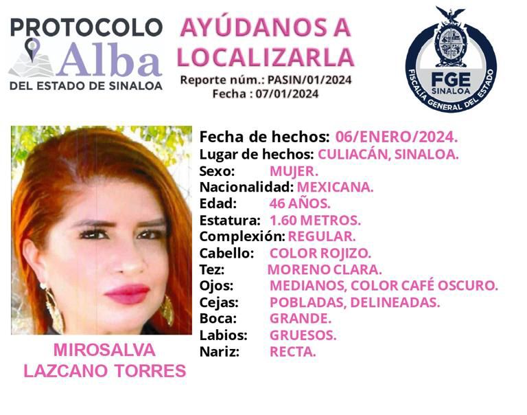 FGE activa Protocolo Alba para dar con el paradero de Miroslava FGE activa Protocolo Alba para dar con el paradero de Miroslava